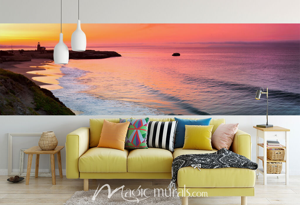 Santa Cruz Lighthouse Sunset Wallpaper Mural by Magic Murals