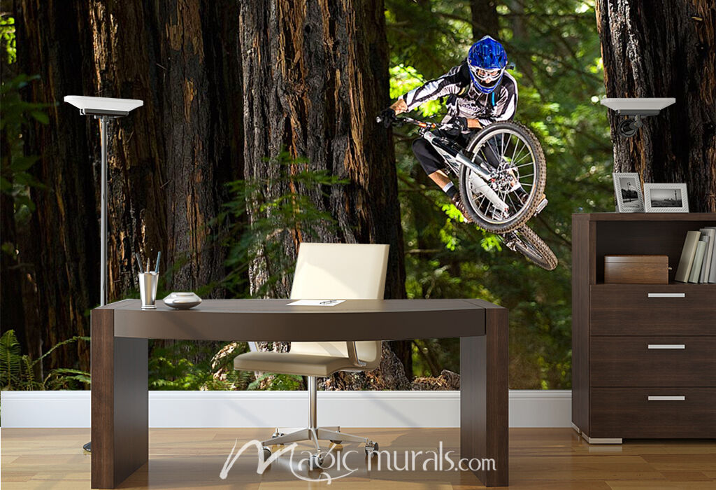 Forest Mountain Biking Wallpaper Mural by Magic Murals