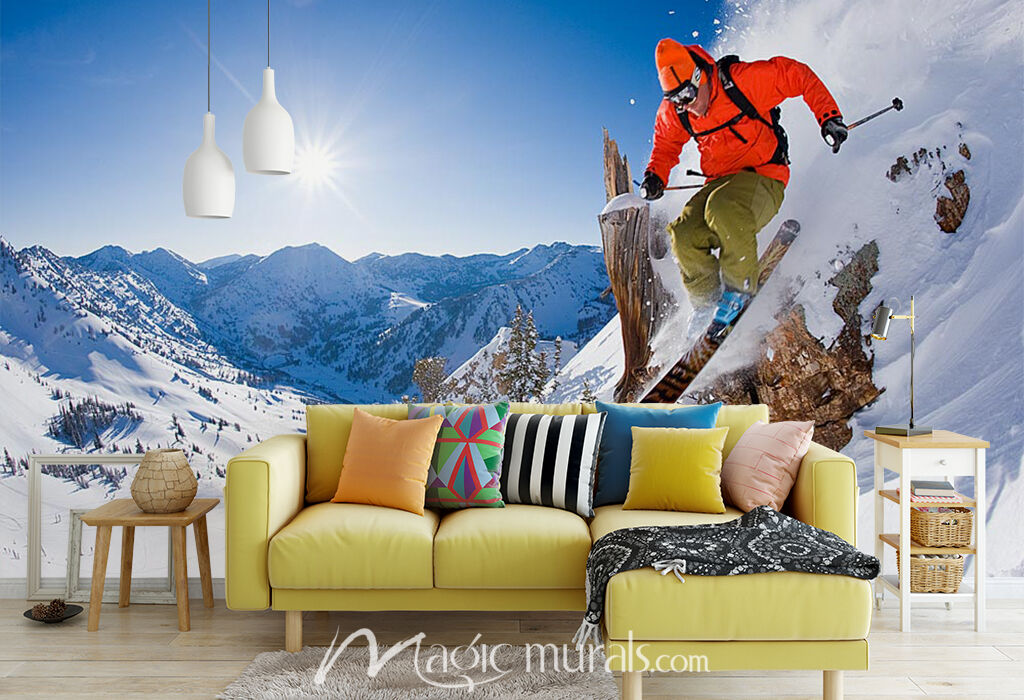 Skiing on Mt. Superior Wallpaper Mural by Magic Murals