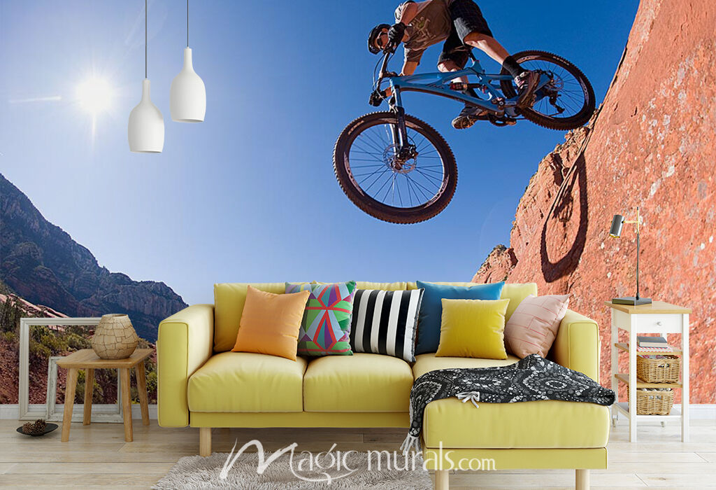 Biking in Desert Mountains Wallpaper Mural by Magic Murals