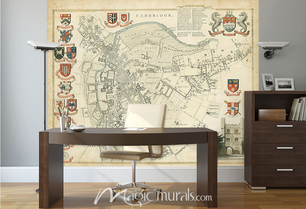 Map of Cambridge Wallpaper Wall Mural by Magic Murals