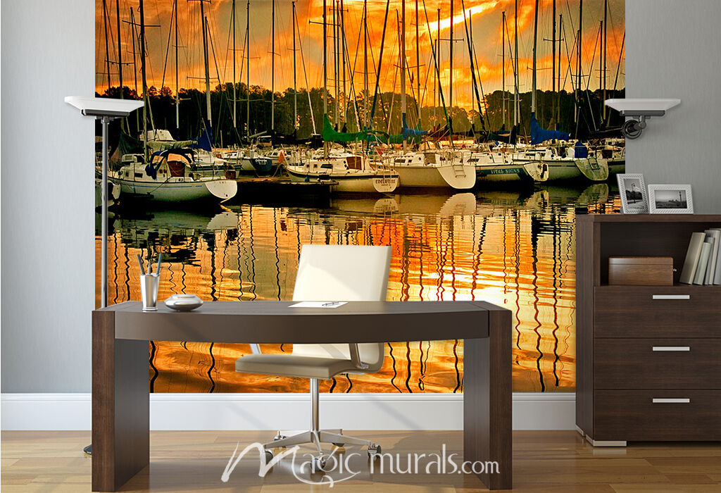 Marina Sunrise I Wallpaper Wall Mural by Magic Murals