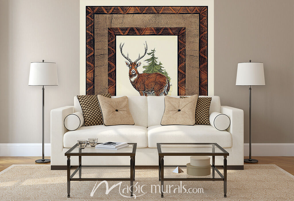Rustic Deer Wallpaper Wall Mural by Magic Murals