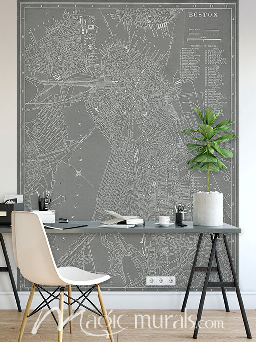 City Map of Boston Wallpaper Wall Mural by Magic Murals