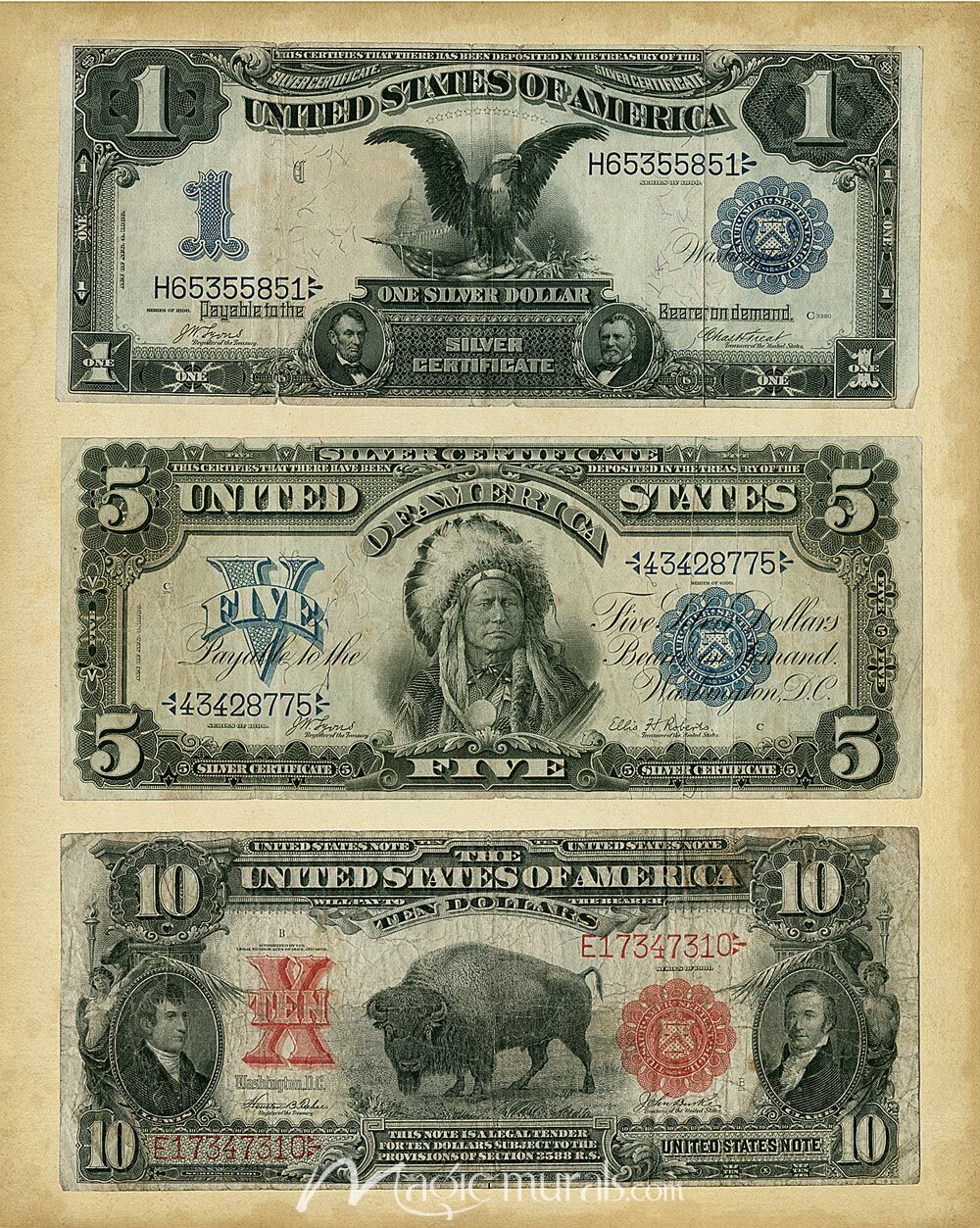 Antique Currency VI Wallpaper Wall Mural by Magic Murals