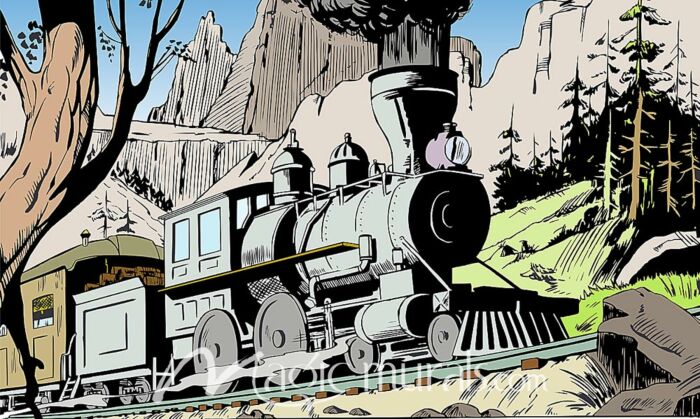 Train Rounding the Mountain Wallpaper Mural by Magic Murals