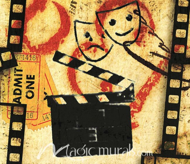 Cinema Admit One Wallpaper Wall Mural by Magic Murals