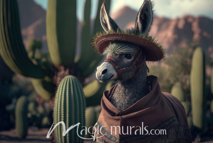 Poncho Donkey 5512 Wallpaper Wall Mural by Magic Murals
