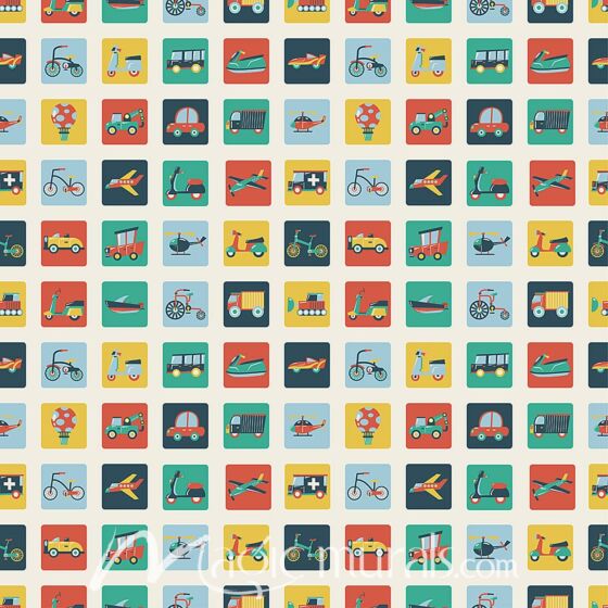 Transportation Pattern Wallpaper Mural by Magic Murals