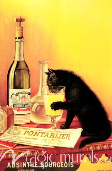 Absinthe Bourgeois Cat 6849 Wallpaper Mural by Magic Murals