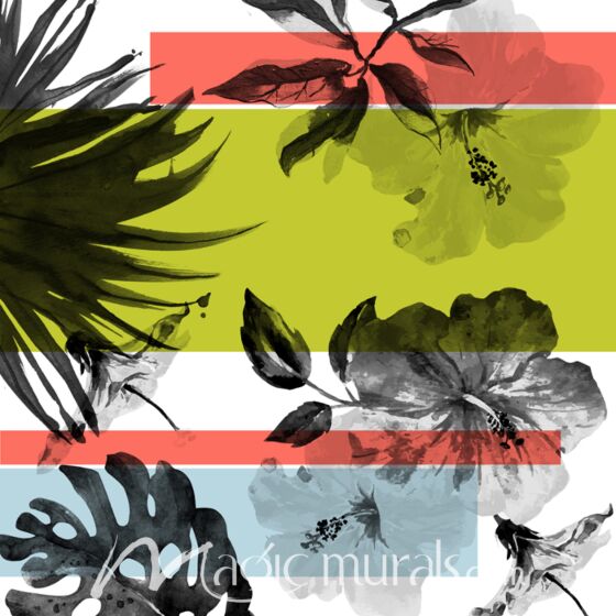 Floral Color Block 1 Wallpaper Mural by Magic Murals