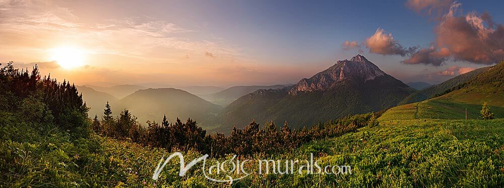 Sunset over the Mountains Wallpaper Mural by Magic Murals
