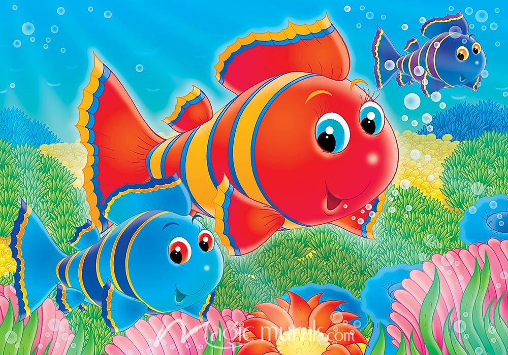 Cheerful Fish Wallpaper Wall Mural by Magic Murals