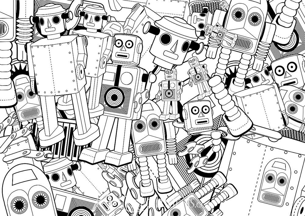 Robots Everywhere Wallpaper Wall Mural by Magic Murals