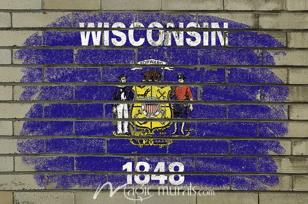 Vintage Wisconsin State Flag Wallpaper Mural by Magic Murals