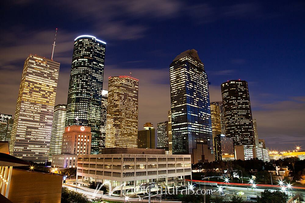 Houston at Night Wallpaper Wall Mural by Magic Murals