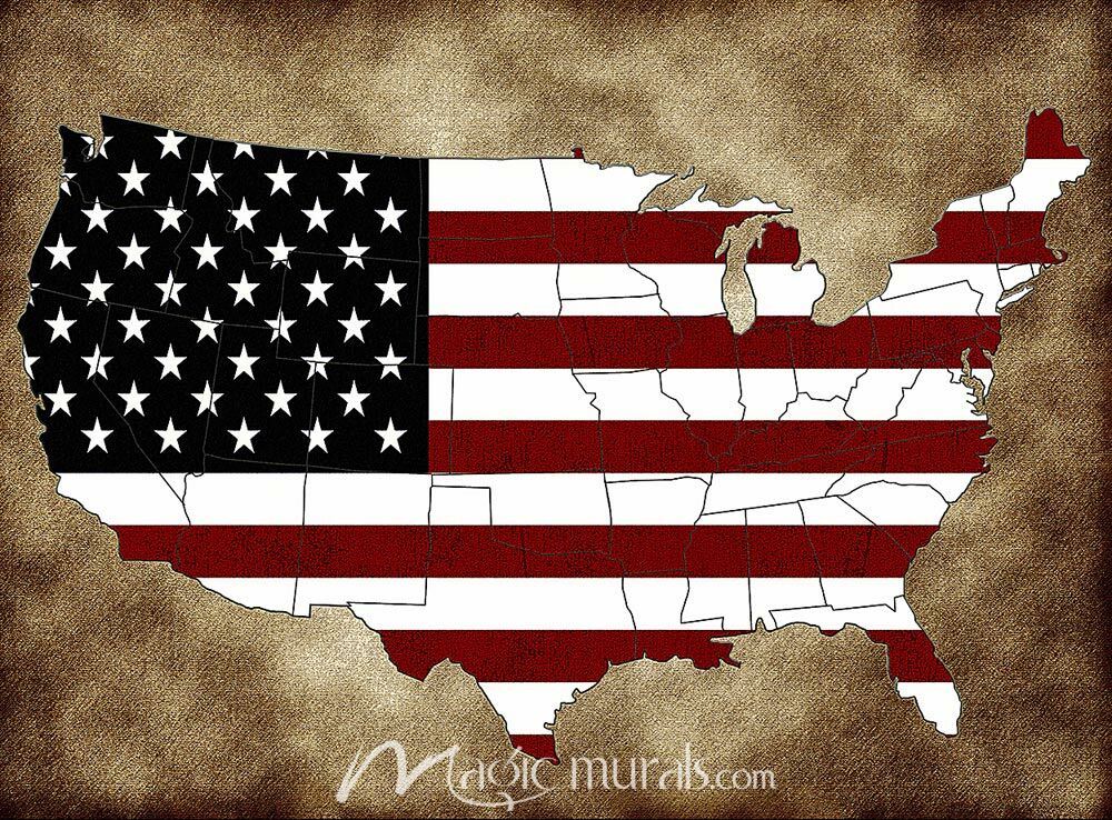 Stars and Stripes Map Wallpaper Mural by Magic Murals