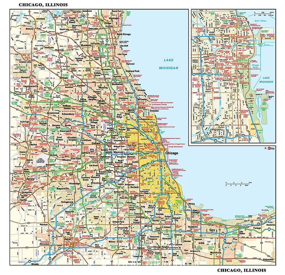 Chicago Map Wallpaper Wall Mural by Magic Murals