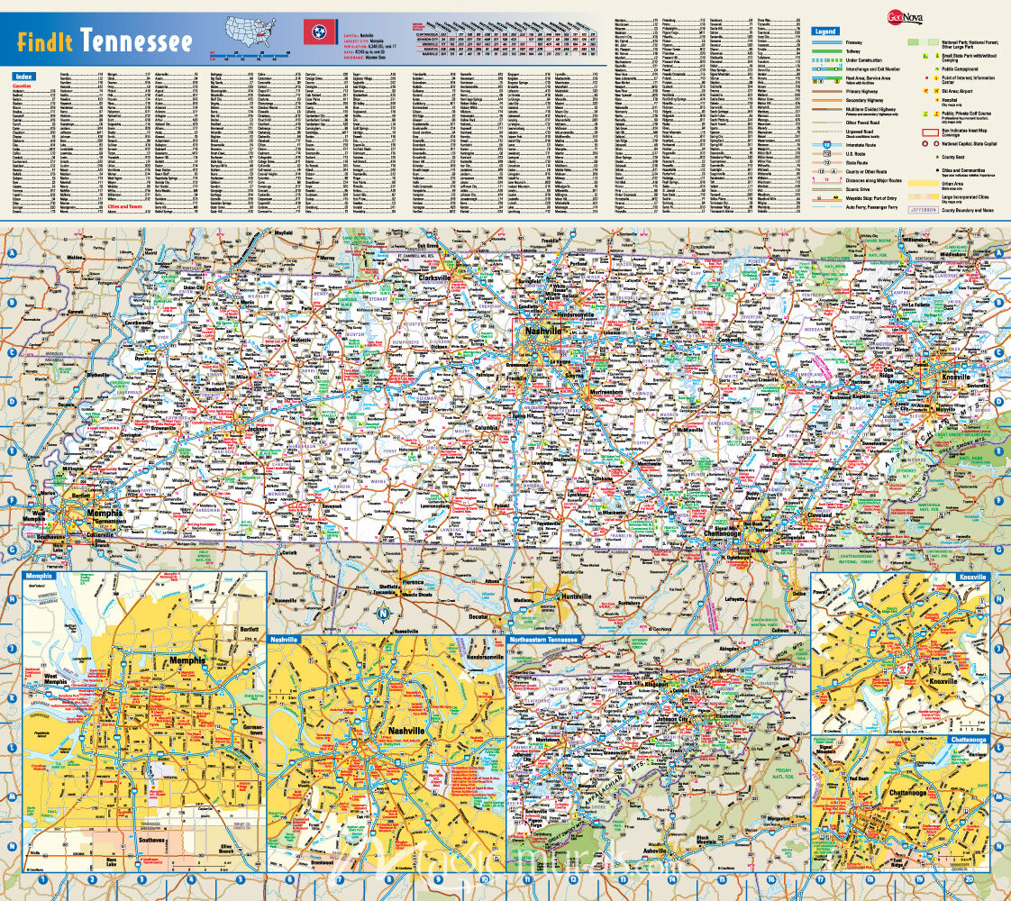 Tennessee State Map Wallpaper Wall Mural by Magic Murals