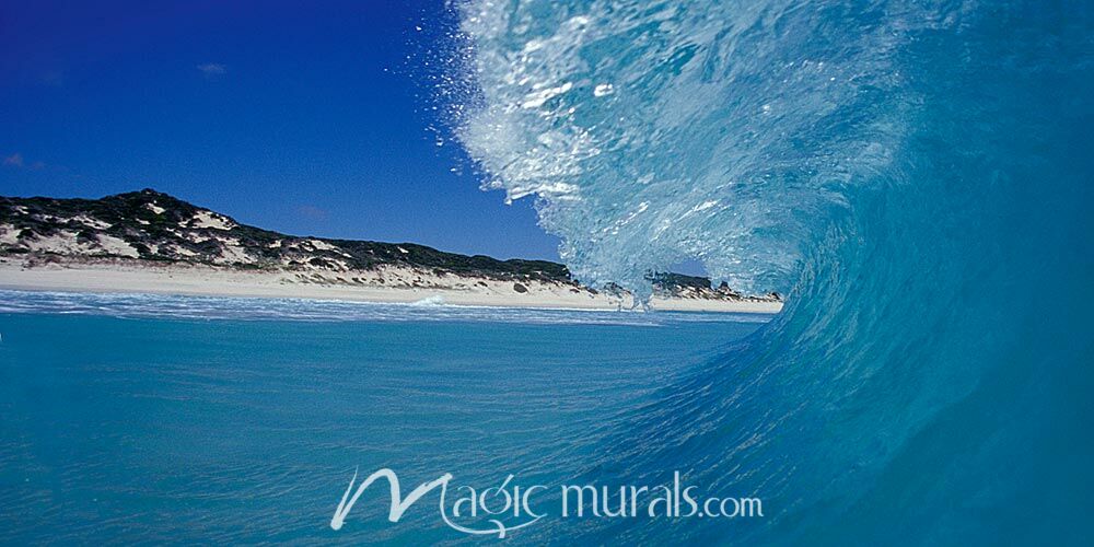 Blue Curl Wave Wallpaper Wall Mural by Magic Murals