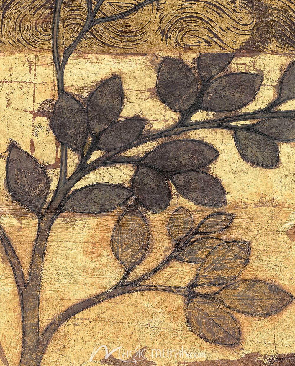 Bronzed Branches II Wallpaper Wall Mural by Magic Murals
