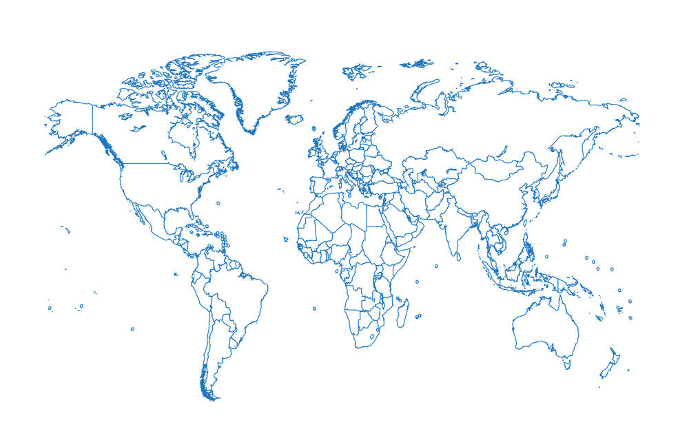 World Map Outline in Blue and White Mural by Magic Murals