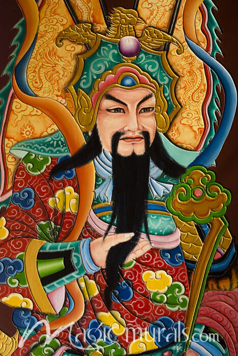 Chinese God Painting on Temple Wall 1065 Magic Murals