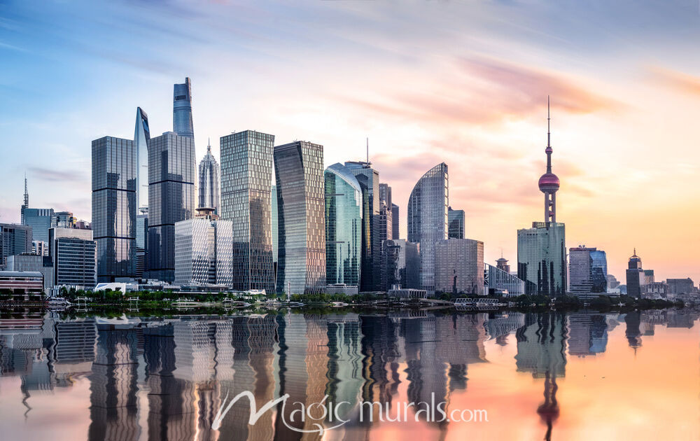Shanghai Sunset Skyline 8829 Wallpaper Mural by Magic Murals