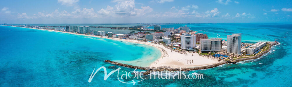 Cancun Beach Panorama 7424 Wallpaper Mural by Magic Murals