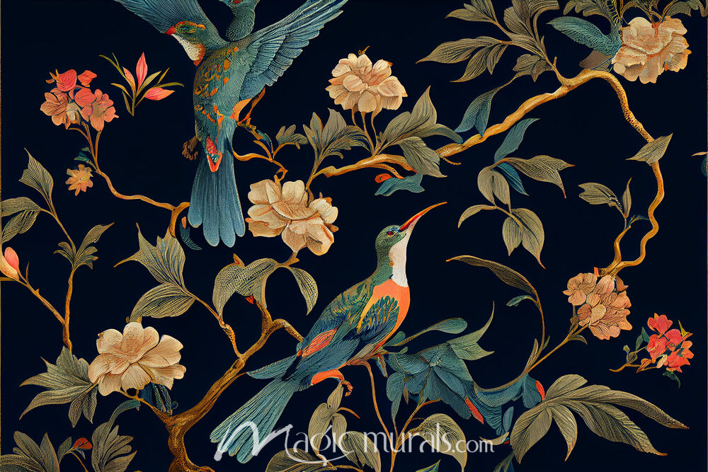 Colorful Flowers and Birds 7194 Mural by Magic Murals