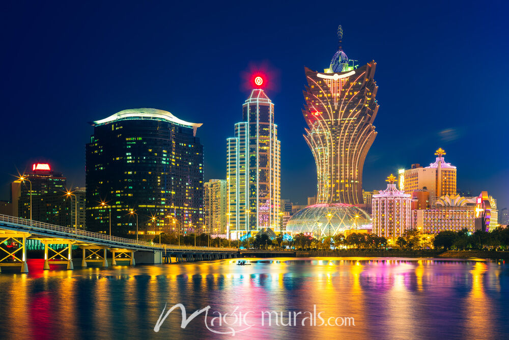 Macau Skyline at Night Wallpaper Mural by Magic Murals