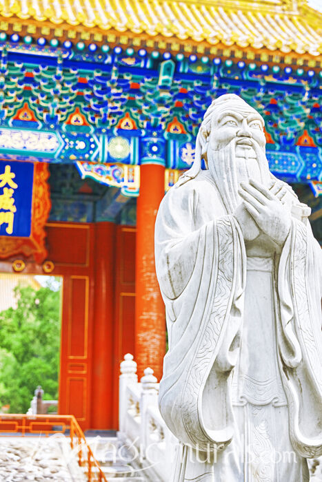 Confucius Statue at Beijing Temple Mural by Magic Murals