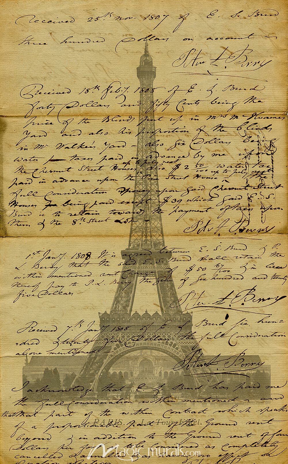 Paris Letter Wallpaper Wall Mural by Magic Murals