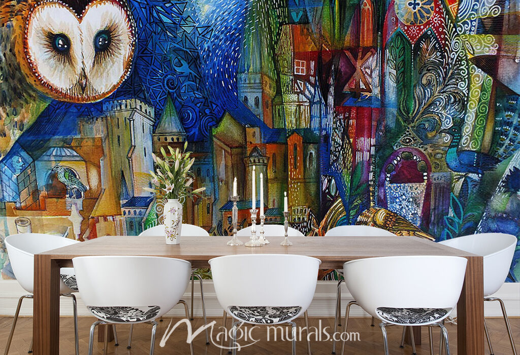 Owl and Angel Wallpaper Wall Mural by Magic Murals