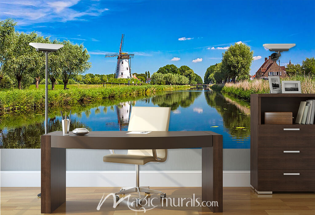 Bruges Windmill Wallpaper Wall Mural by Magic Murals