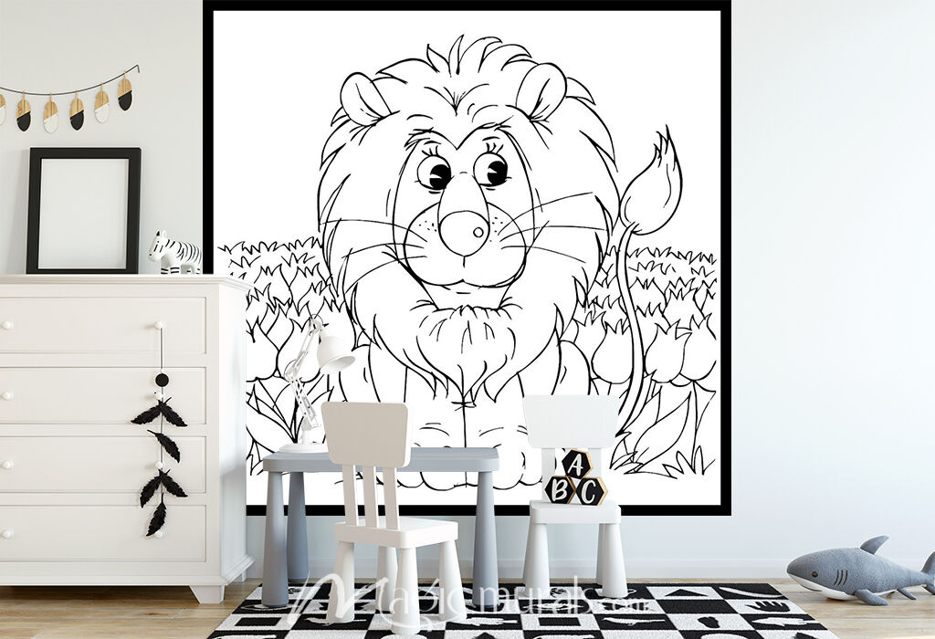 Lion in the Jungle Coloring Mural by Magic Murals