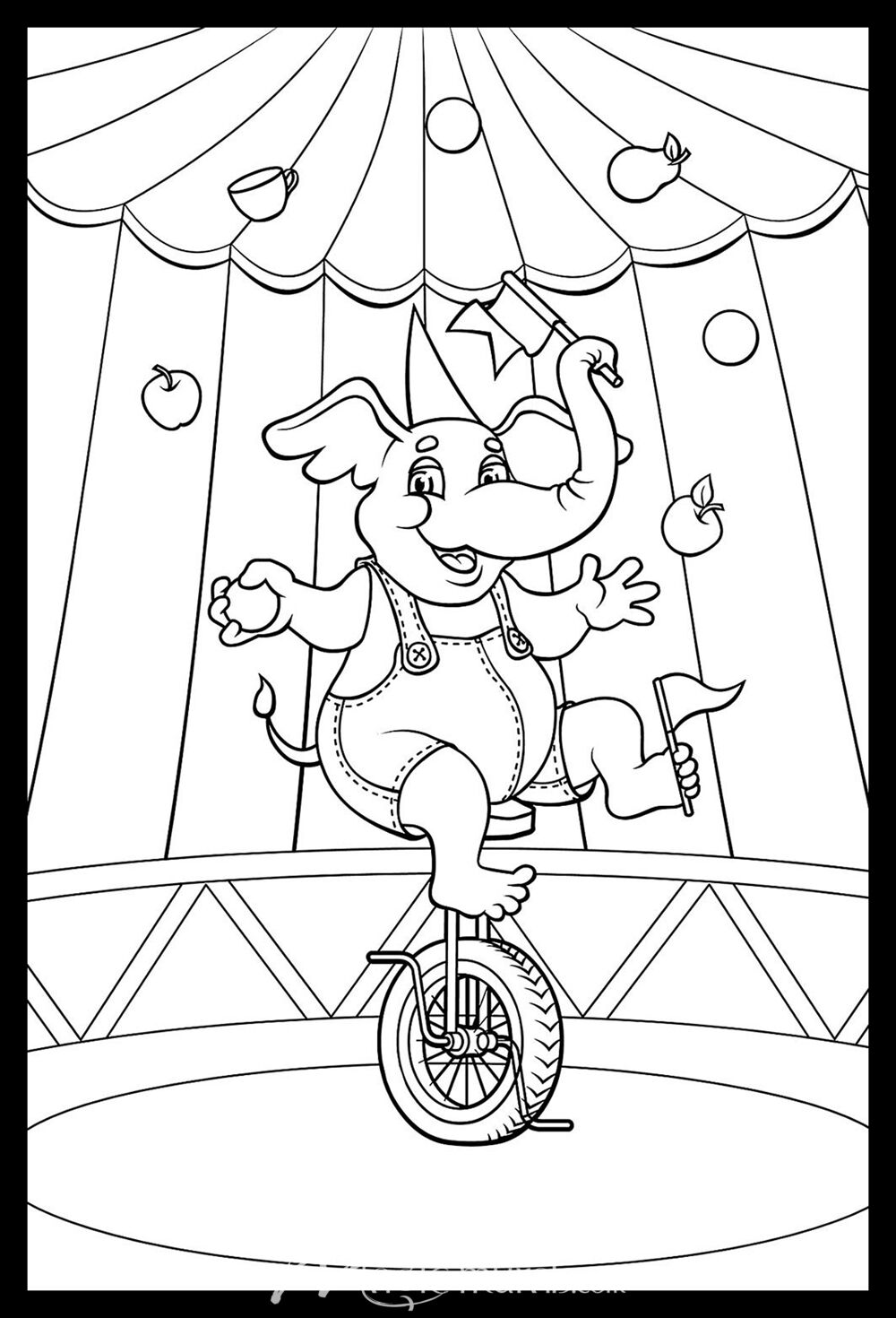 Circus Elephant to Color Coloring Mural by Magic Murals
