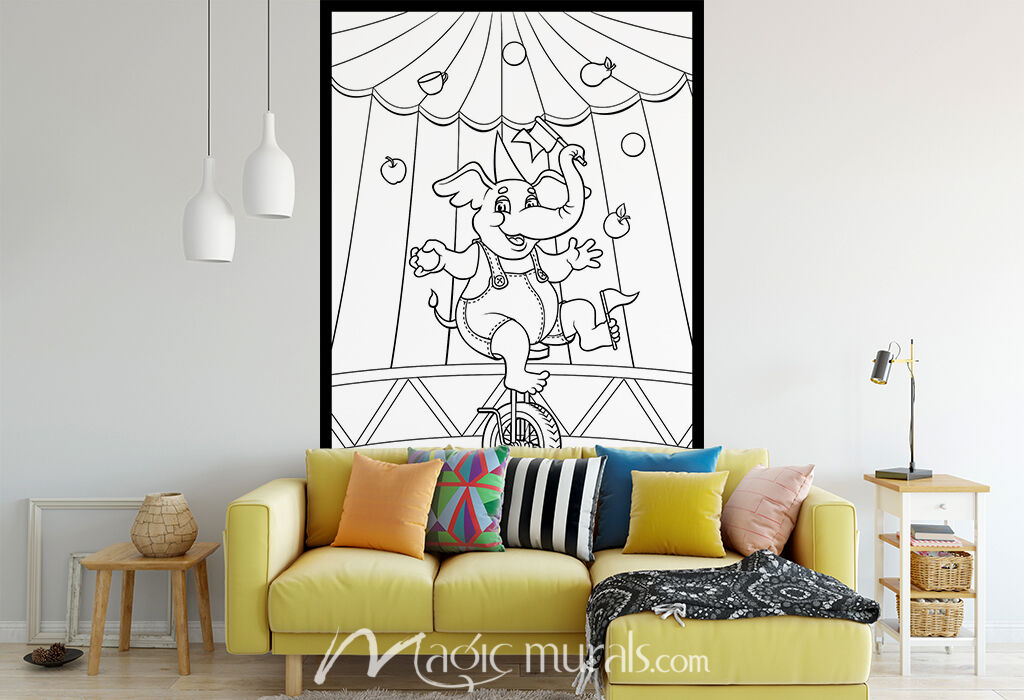 Circus Elephant to Color Coloring Mural by Magic Murals