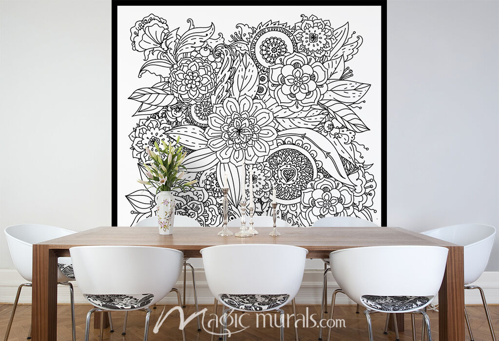 Floral Abstract Coloring Mural by Magic Murals