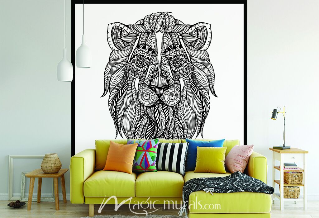 Lion Zentangle Coloring Mural by Magic Murals