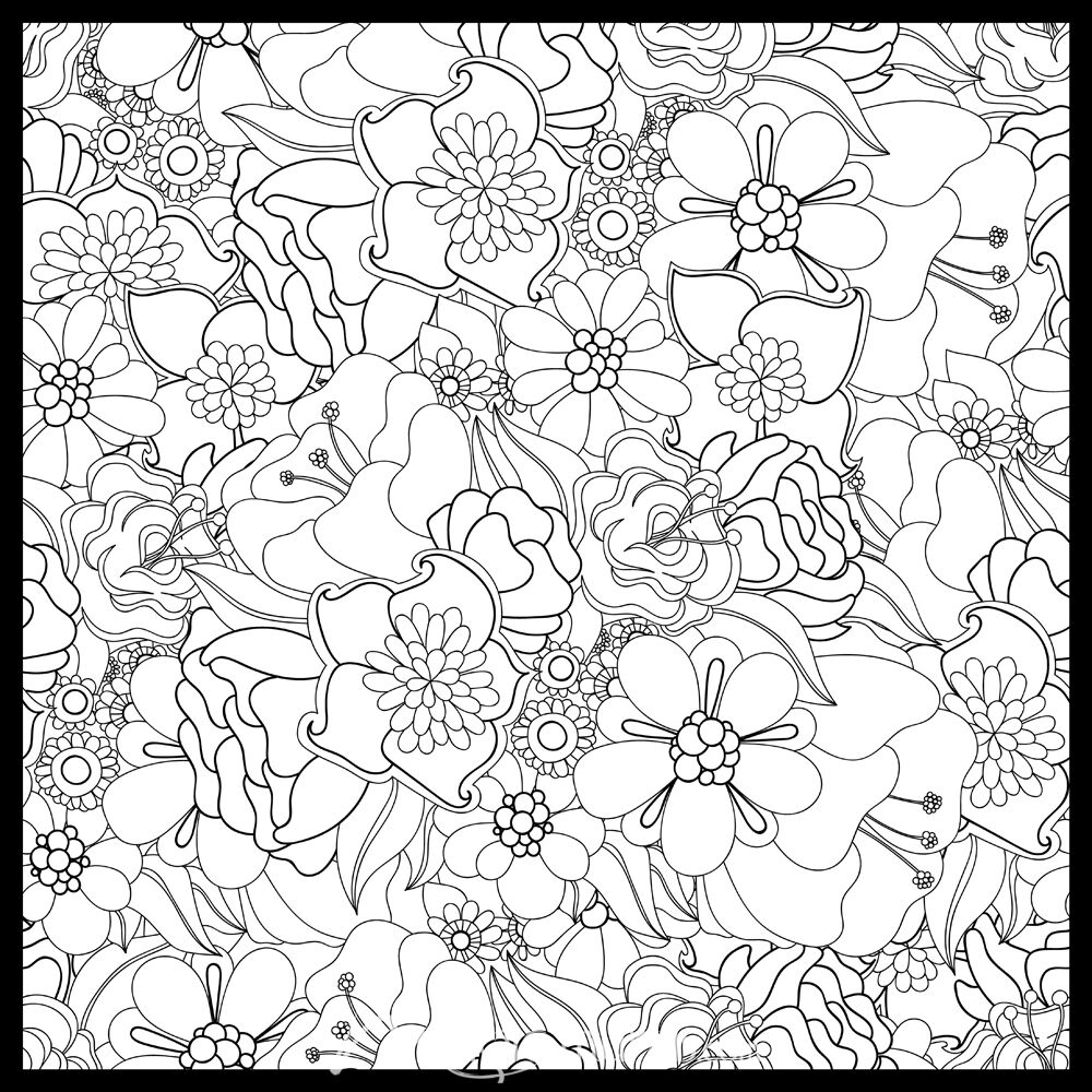 Flower Doodle ColorMe Wall Mural Coloring Mural