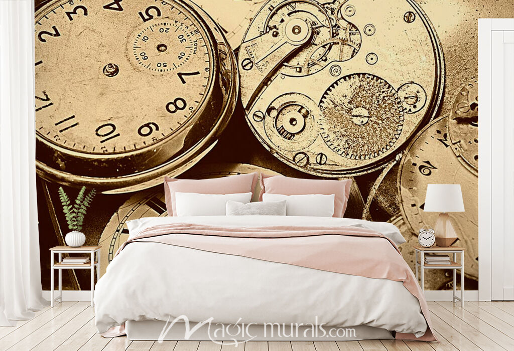 Timepieces Wallpaper Wall Mural by Magic Murals