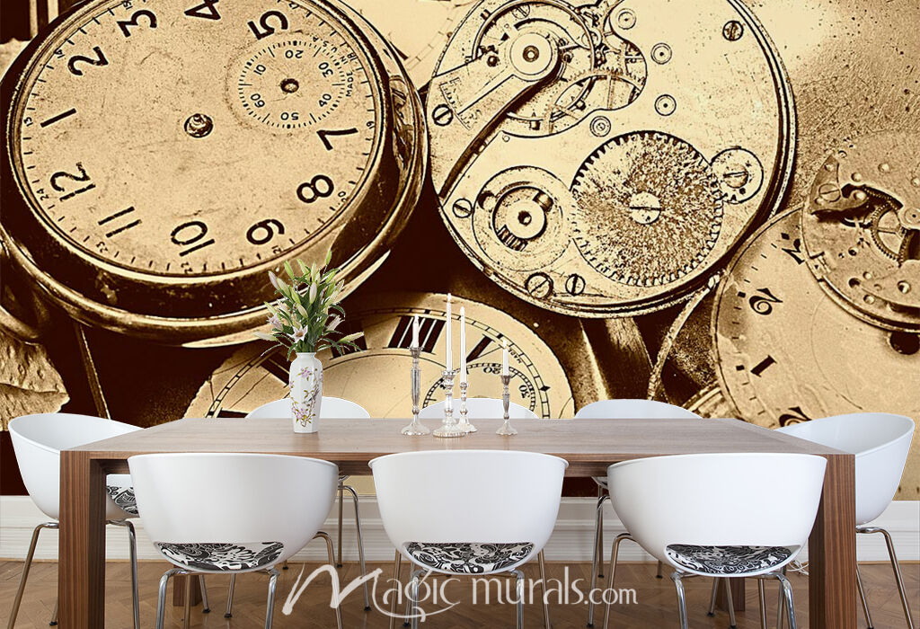 Timepieces Wallpaper Wall Mural by Magic Murals