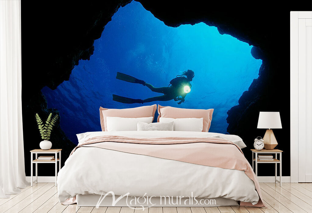 Diver At Cavern Entrance Wallpaper Mural by Magic Murals