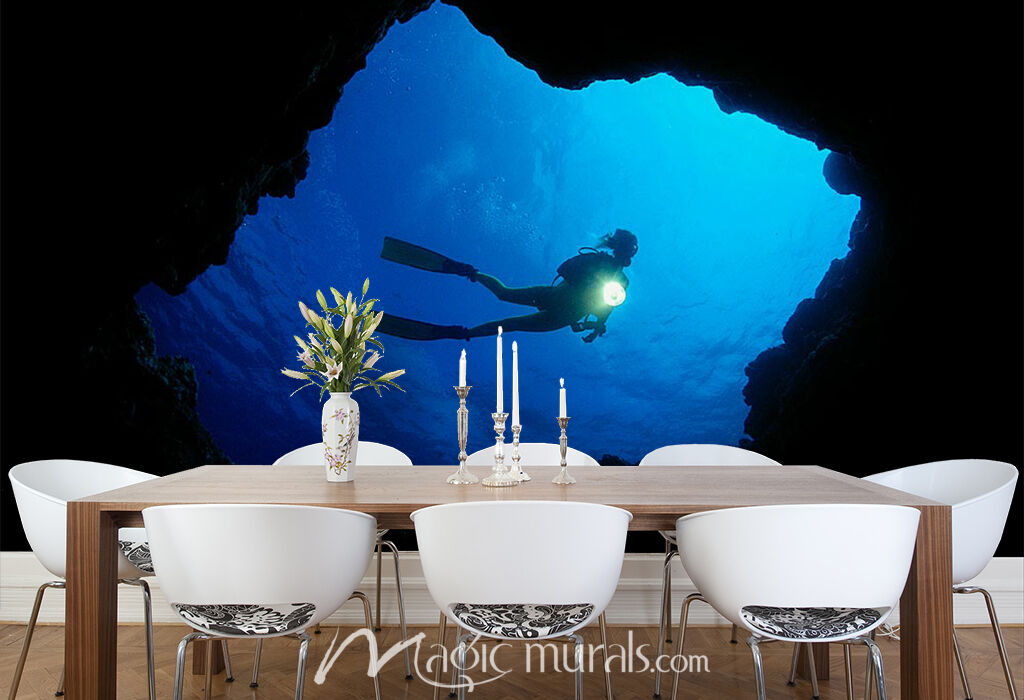 Diver At Cavern Entrance Wallpaper Mural by Magic Murals
