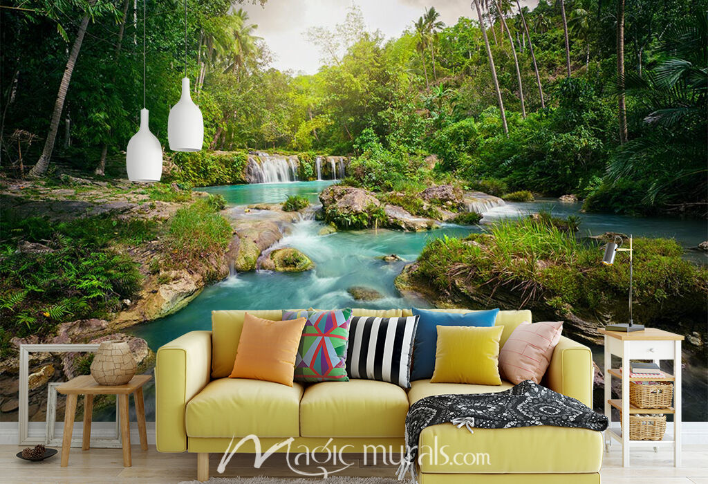 Deep Forest Waterfall Wallpaper Mural by Magic Murals