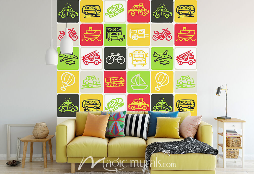 Transportation Collage Wallpaper Mural by Magic Murals