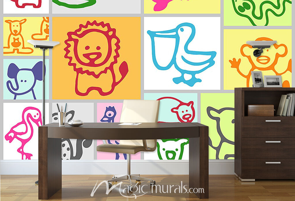 Children Animal Collage Wallpaper Mural by Magic Murals