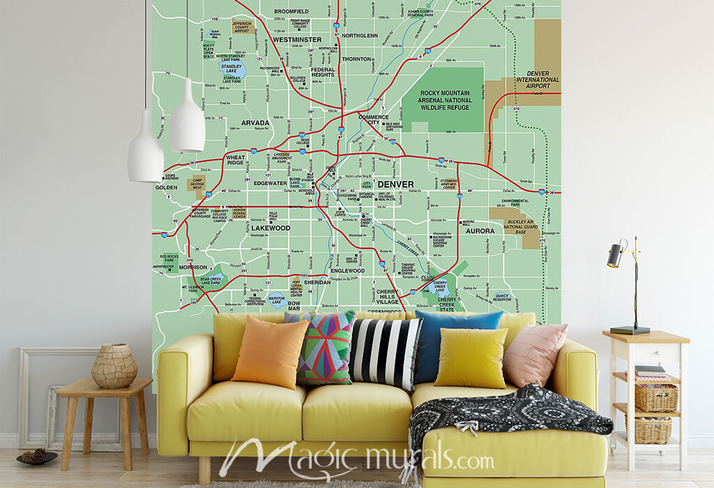 Colorado Map Detail Wallpaper Wall Mural by Magic Murals