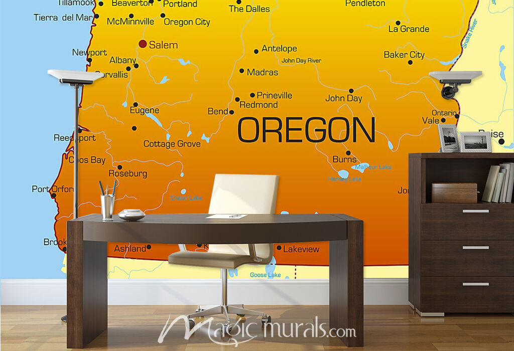 Oregon State Map Wallpaper Wall Mural by Magic Murals